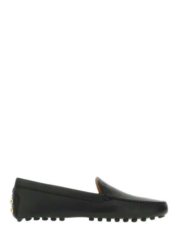 TOD'S Round Toe Flat Slip-on Loafers - Black