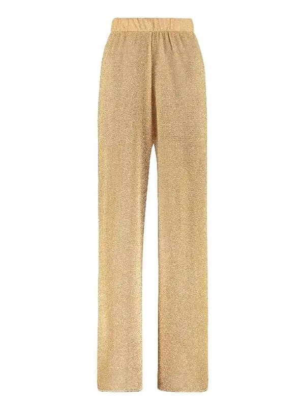 Oseree Lumière Metallic Wide Leg Trousers - Nude
