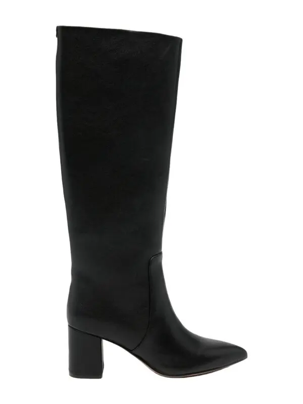 TWINSET High Leather Boots With Square Heel - Black