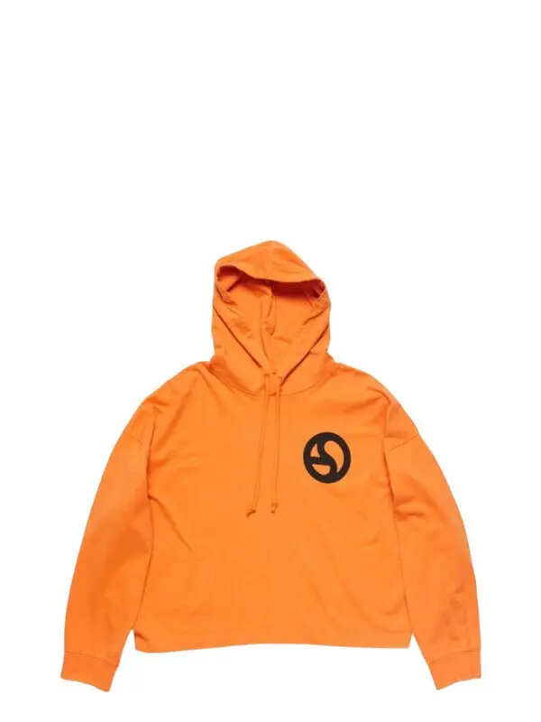 Acne Studios Graphic Print Cotton Hoodie - Orange