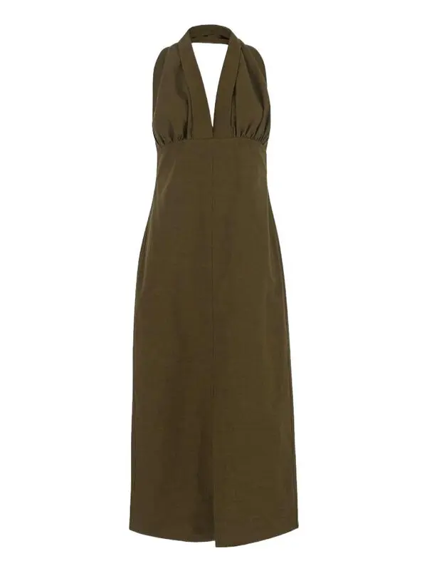 Bottega Veneta Sleeveless Halter Neck Dress With Skirt Slit - Green