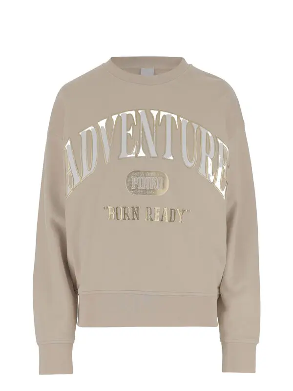 Pinko Logo Printed Crewneck Sweatshirt - Beige