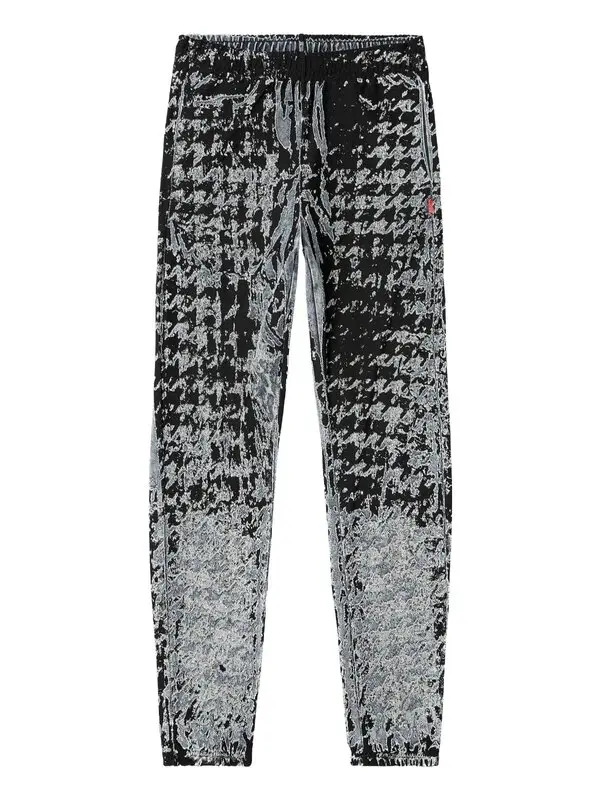DIESEL® Houndstooth Devoré Cotton Jersey Pants - Black/white