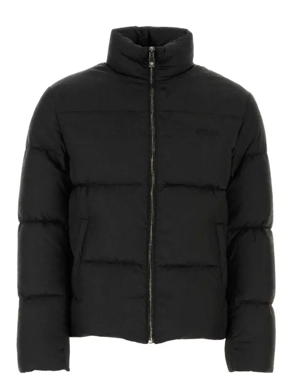 Versace Barocco Silhouette Zip-up Puffer Jacket - Black