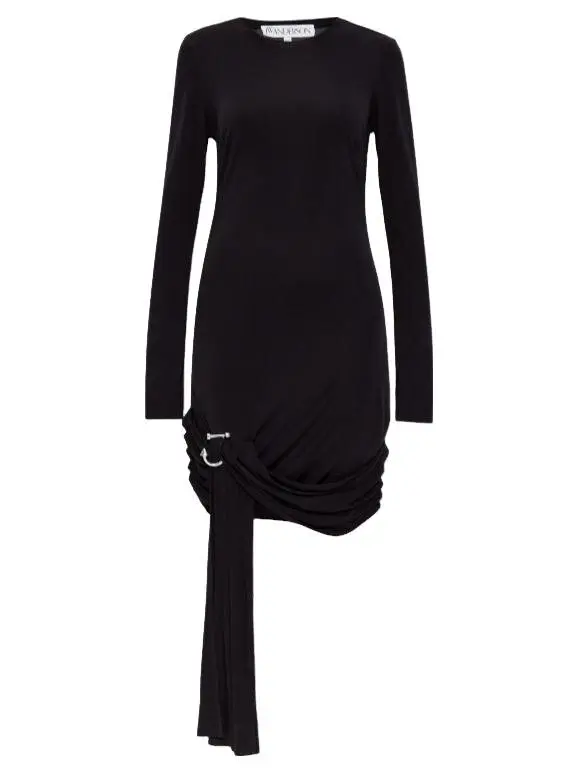 J.W.ANDERSON Jw Anderson Long-sleeved Draped Dress - Black