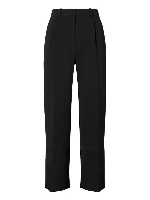 Tory Burch Cropped Satin-cuff Pants - Black