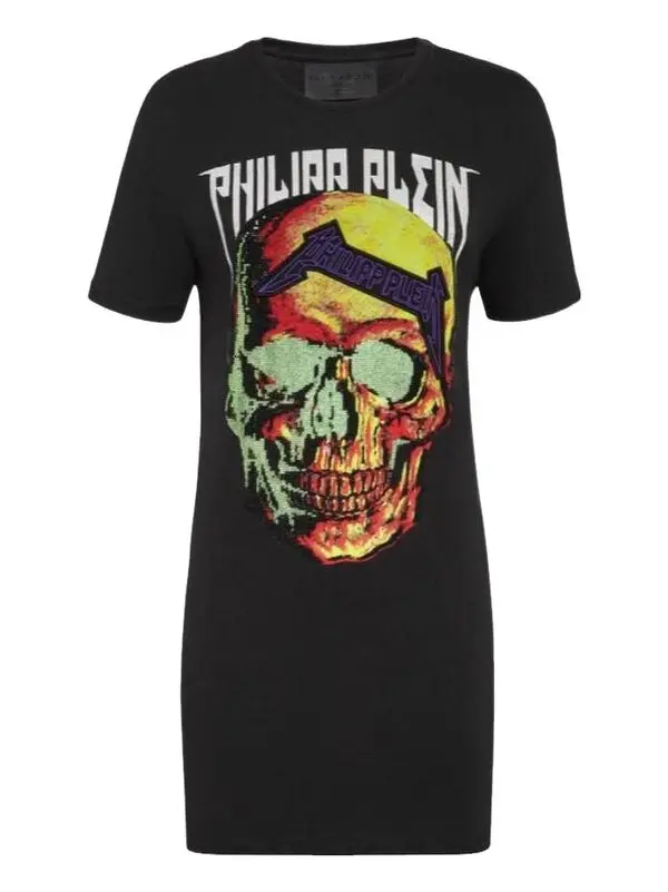 Philipp Plein Skull Graphic T-shirt Dress - Black