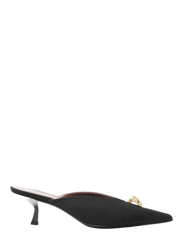 GIUSEPPE ZANOTTI Embellished Pointed Toe Heeled Mules - Black