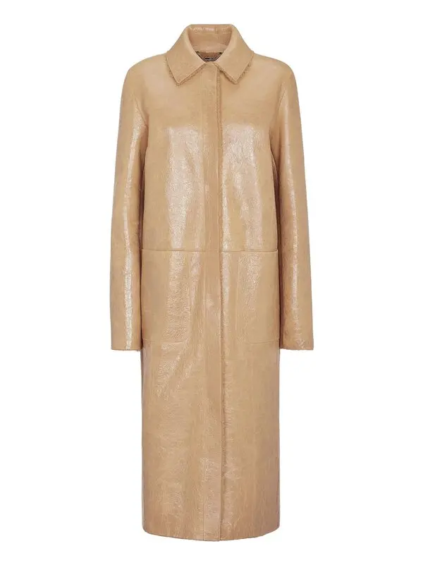 Fendi Long Collared Coat - Light Brown