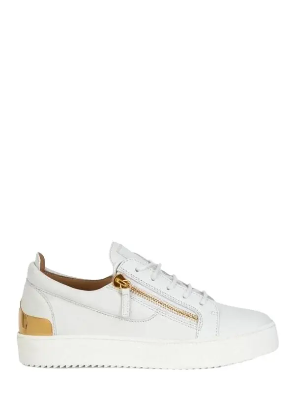 GIUSEPPE ZANOTTI Leather Logo Detail Lace-up Sneakers - White