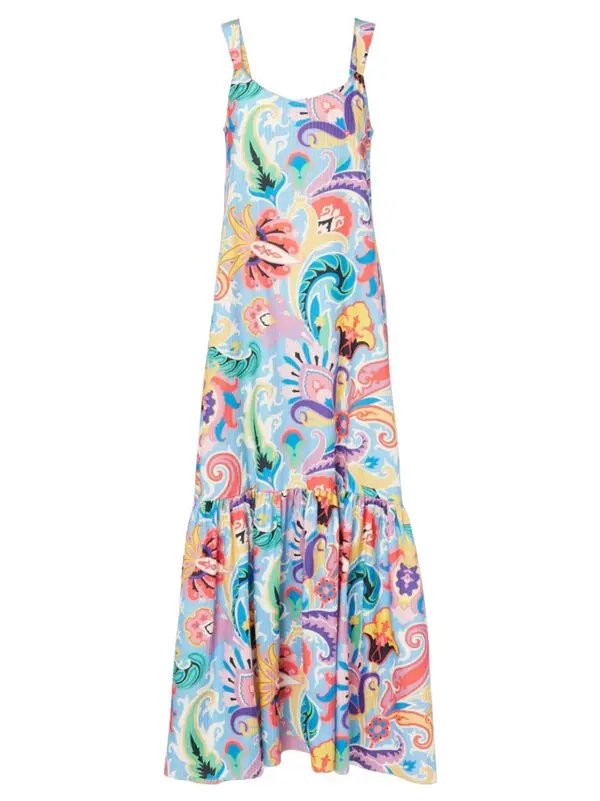Etro Paisley Printed Long Tiered Dress - Multicolor