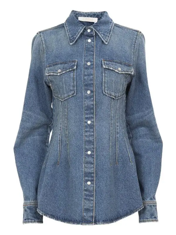 Chloé Corseted Denim Western Shirt - Blue