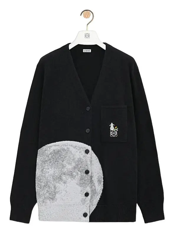 Loewe Wool Cardigan With V-neck - Black