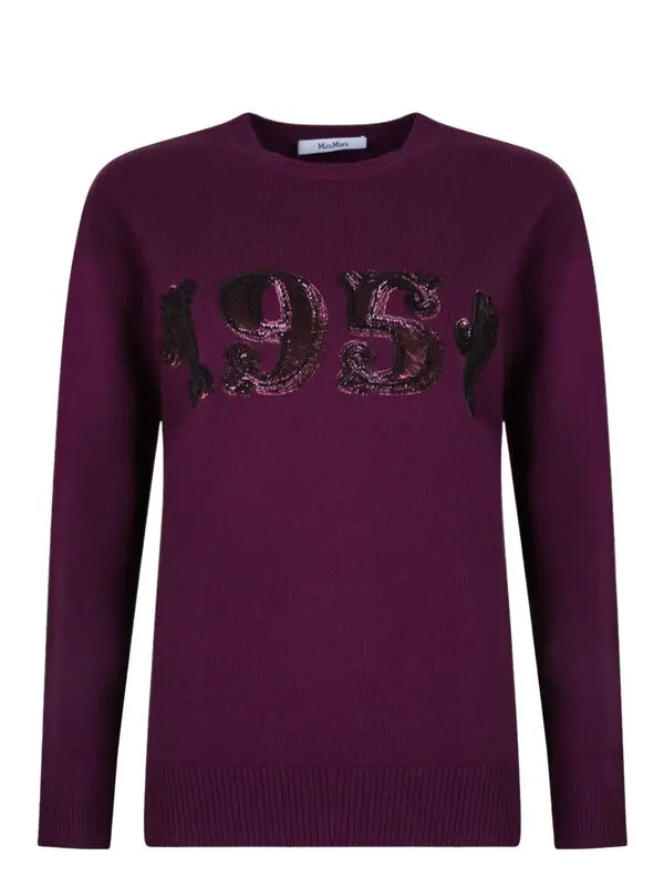 Max Mara Embellished Crewneck Jumper - Eggplant Color