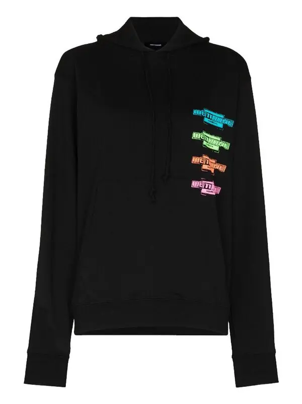 We11Done Graphic Print Hoodie - Black