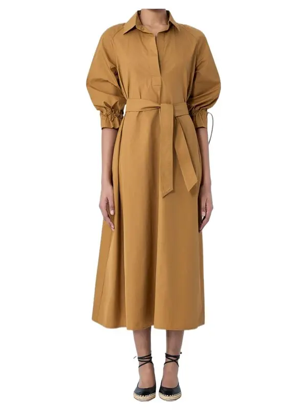 Max Mara Mirto Belted Midi Dress - Camel