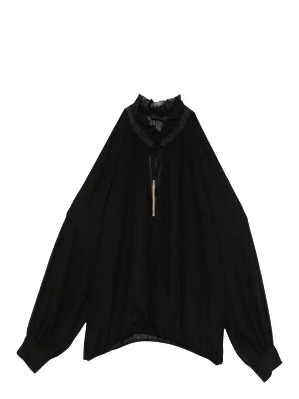 Liu Jo Long Sleeve Tasseled High Neck Blouse - Black