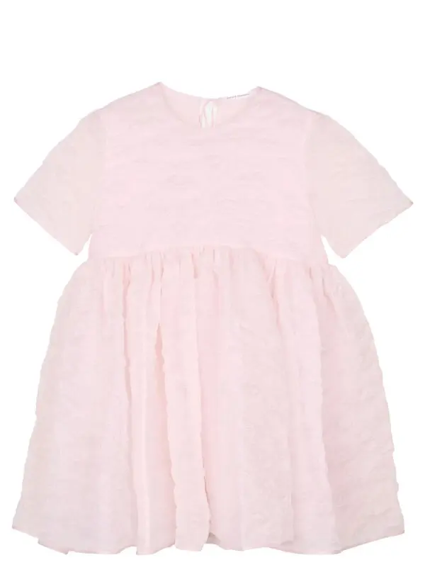 Cecilie Bahnsen Round Neck Dress With Ruffled Hem - Pink
