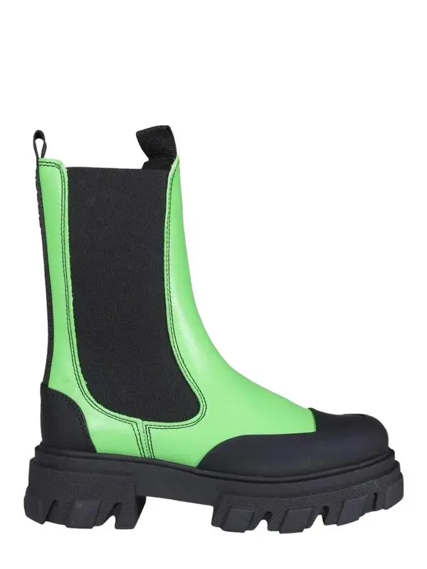 GANNI Chunky Sole Panelled Chelsea Boots - Green