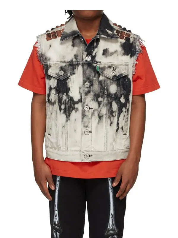 DOUBLET Punk Collared Denim Vest - Black