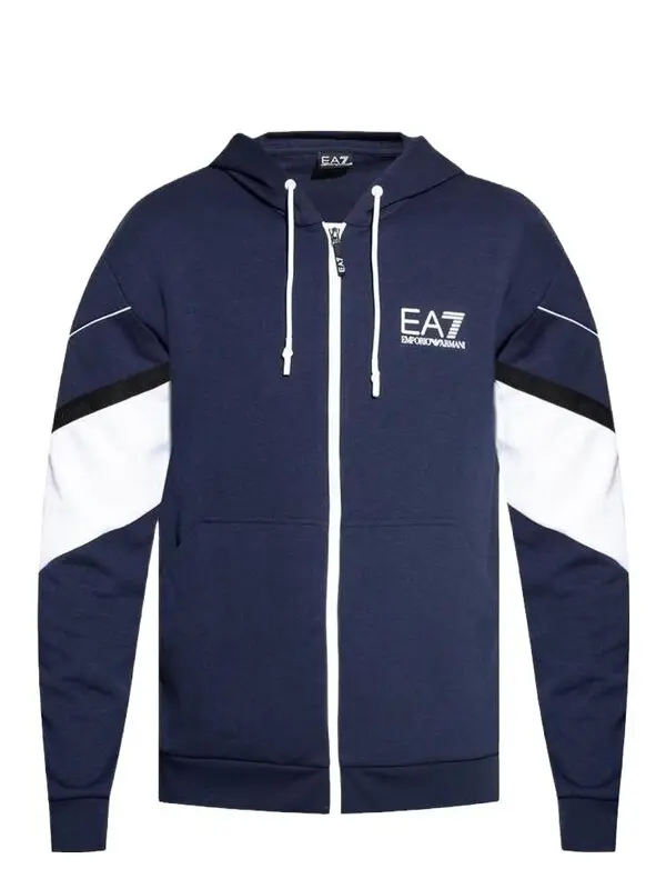 EA7 Zip-front Logo Hoodie - Blue