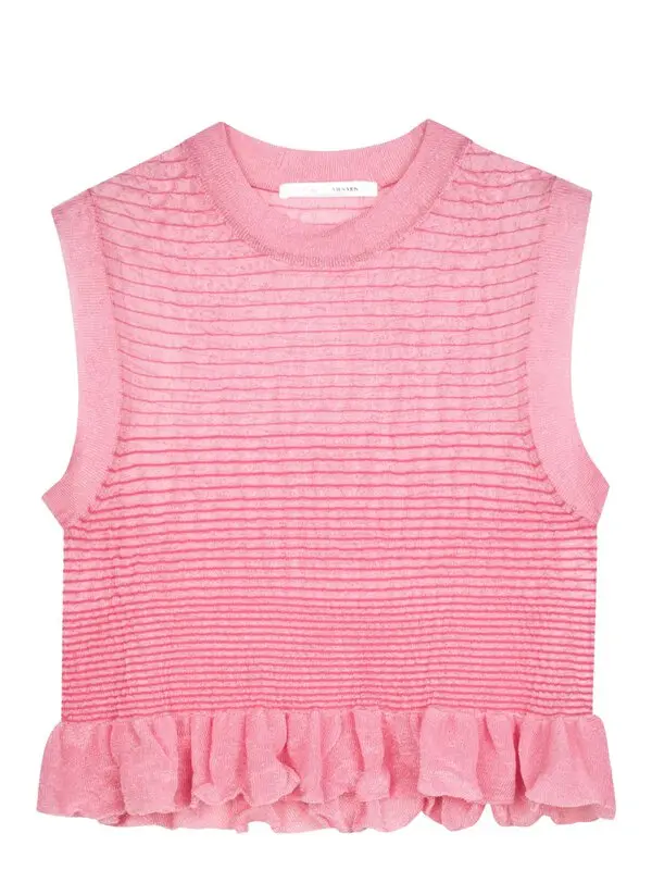 Cecilie Bahnsen Sleeveless Vest With Ruffled Hem - Pink