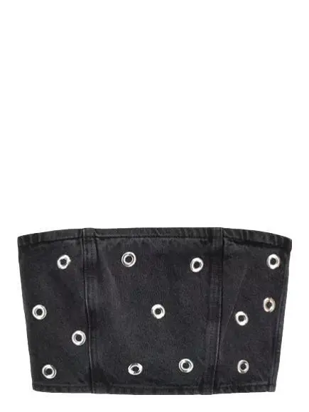 ROTATE BY BIRGER CHRISTENSEN Embellished Denim Bustier - Black