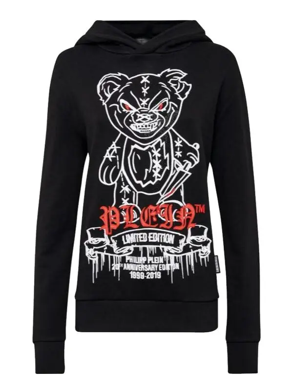 Philipp Plein Logo Detail Hooded Hoodie - Black