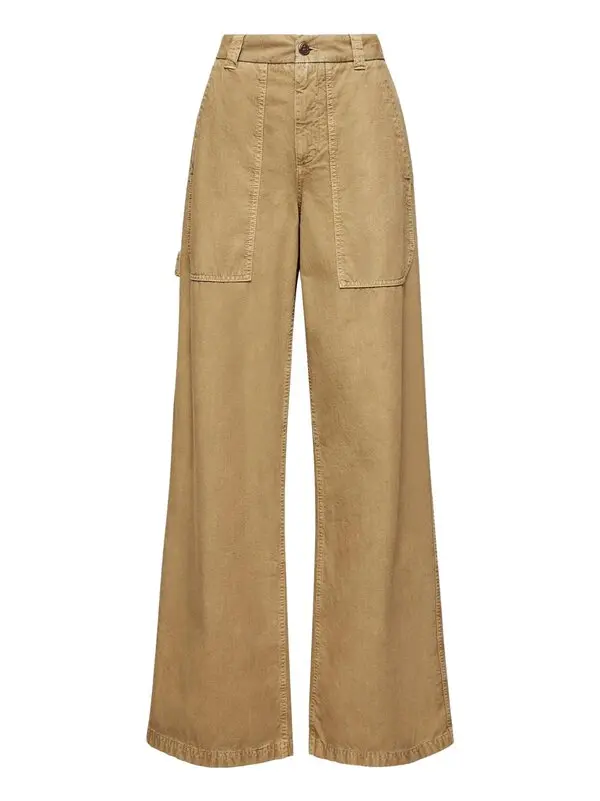 Moncler Cotton Wide Leg Pants - Beige