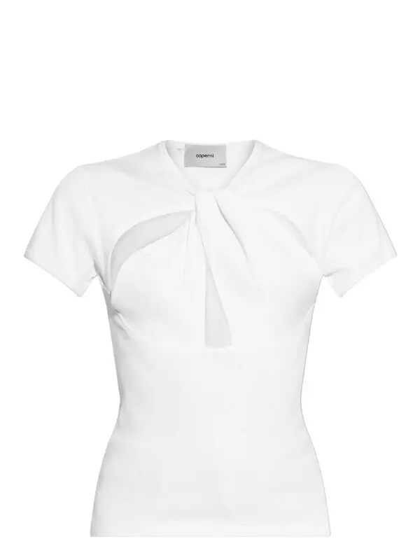 Coperni Short Sleeve Twist Detail Top - White