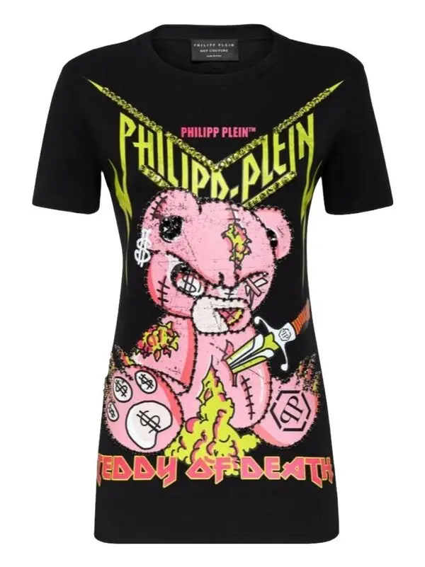 Philipp Plein Teddy Of Death" Graphic T-shirt - Black