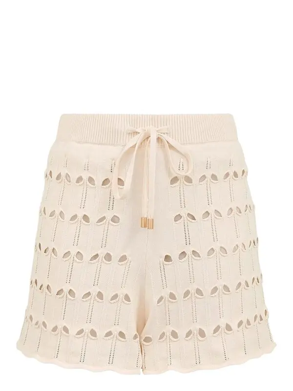 Zimmermann Rhiannon Pointelle Knit Shorts - Cream