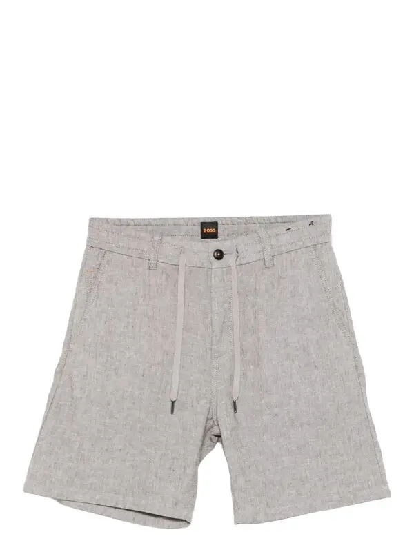 Hugo Boss Slub Chino Shorts With Drawstring - Gray