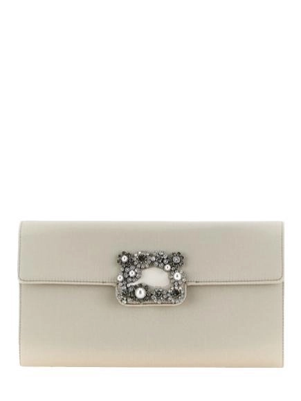 ROGER VIVIER Efflorescence Embellished Clutch Bag - Gray