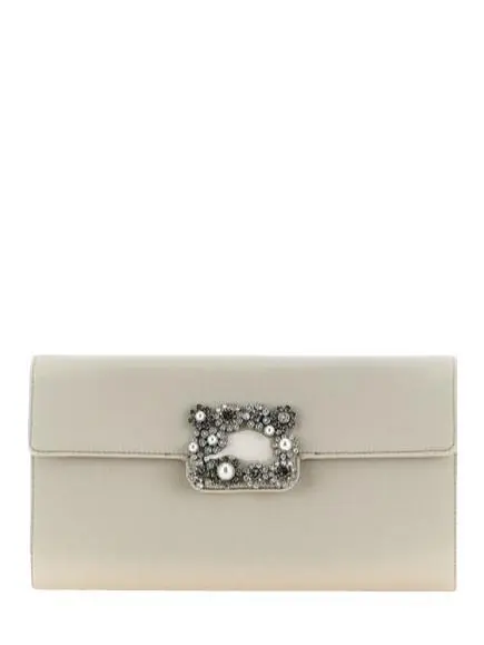 ROGER VIVIER Efflorescence Jewel Embellished Clutch - Grey
