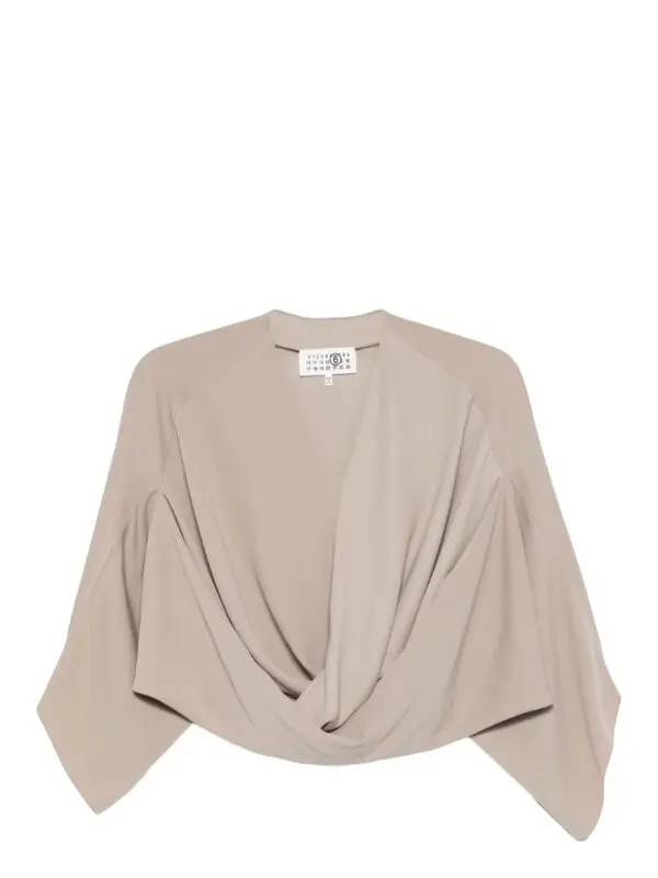 MAISON MARGIELA Draped V-neck Long Sleeve Top - Nude