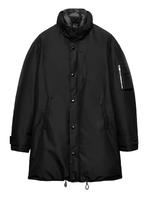 Prada High Neck Zip-up Coat - Black