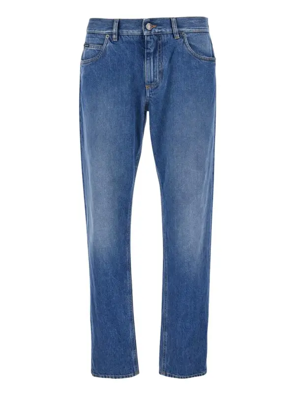 Dolce & Gabbana Slim-fit Embroidered Logo Jeans - Blue
