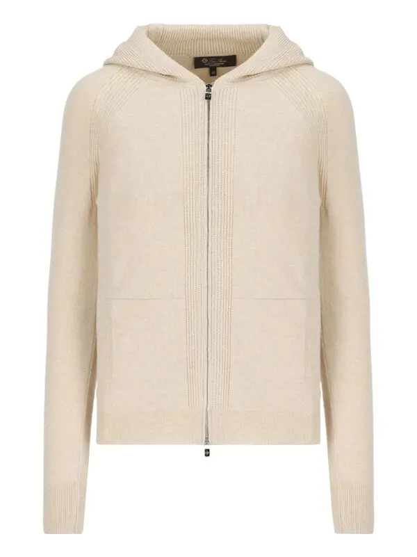 Loro Piana Zip-up Hooded Knitted Cardigan - Nude