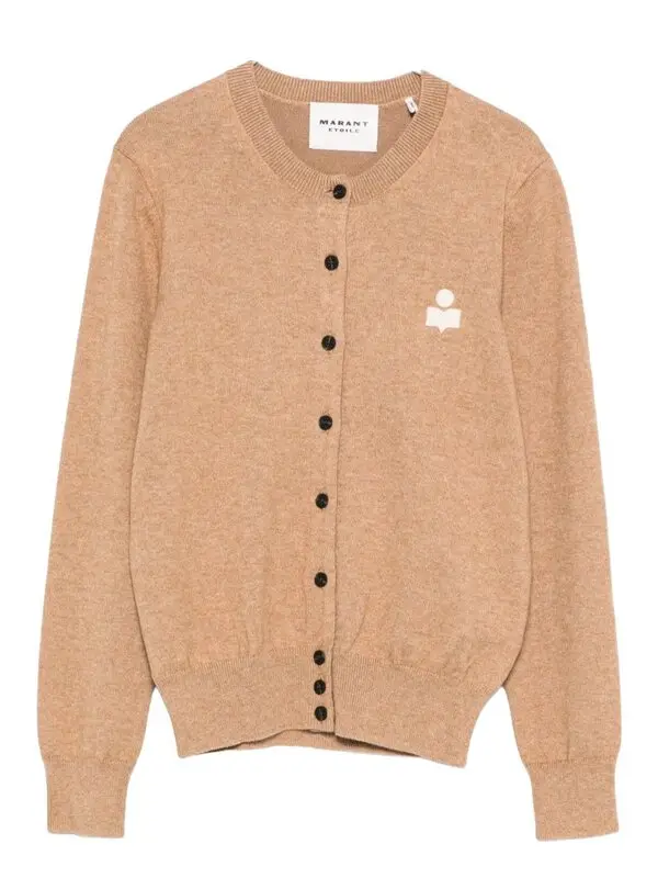 Isabel Marant Étoile Logo Embroidered Knitted Cardigan - Brown