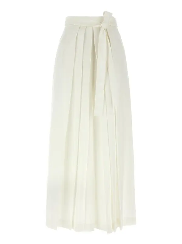 Fabiana Filippi Pleated Wide-leg Pants With Knotted Belt - White