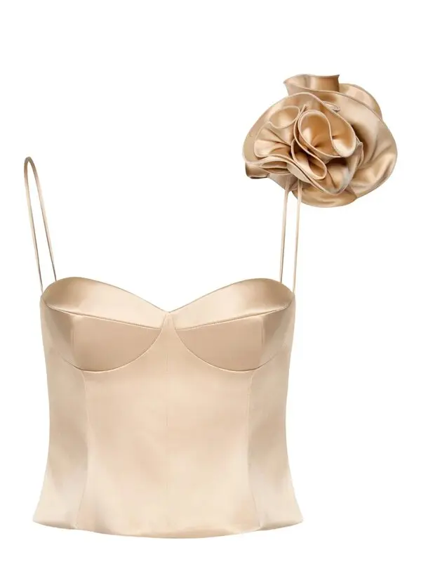 Magda Butrym Flower Appliqué Sweetheart Neck Tank Top - Beige