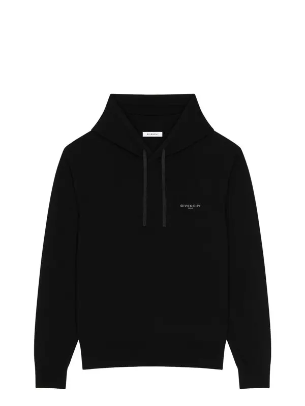 Givenchy Paris Signature Embroidered Drawstring Hoodie - Black