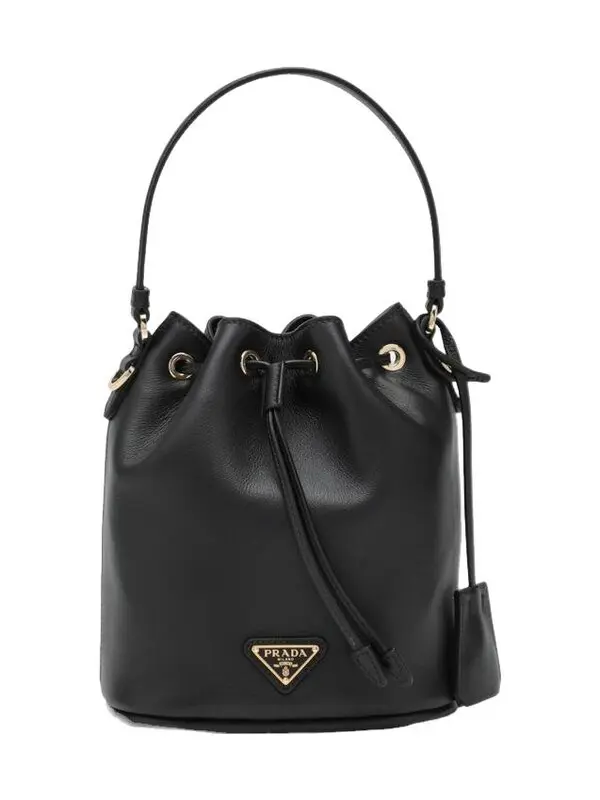 Prada Re-edition 1978 Logo Plaque Bucket Bag - Black