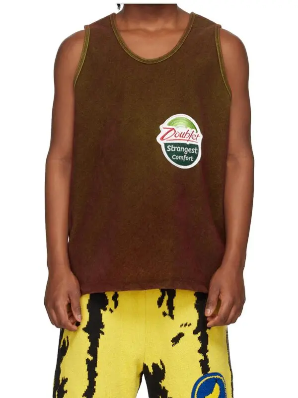 DOUBLET Embroidered Logo Patch Vest - Brown