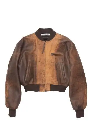 Acne Studios Leather Bomber Jacket - Brown