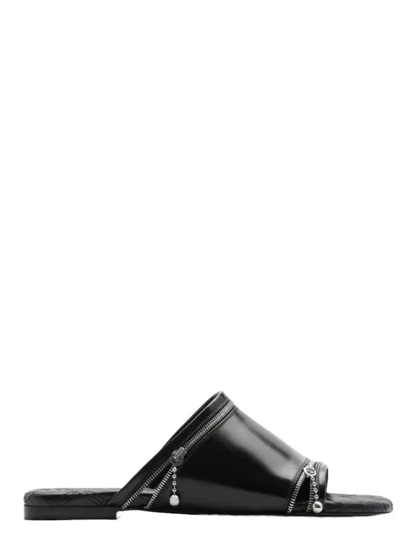 Burberry Decorative-zip Slip-on Sandals - Black
