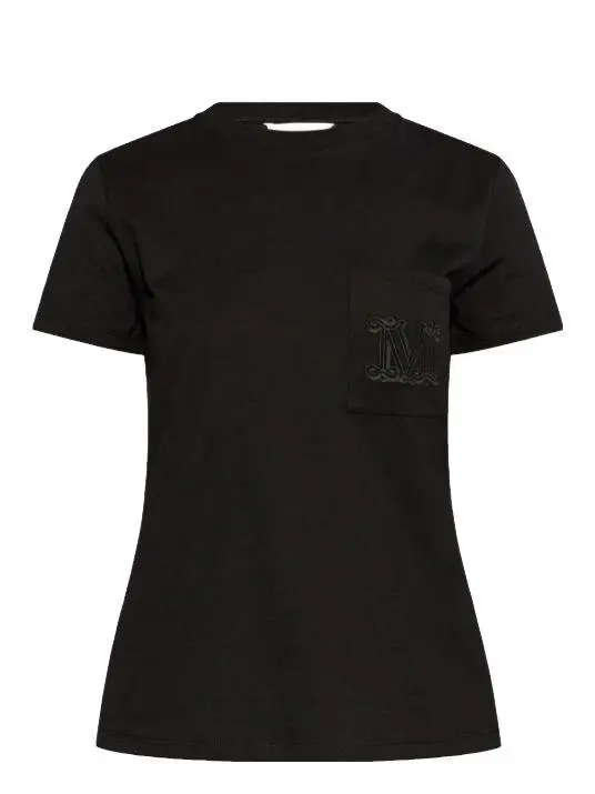 Max Mara Papaia Embroidered Logo Crewneck T-shirt - Black