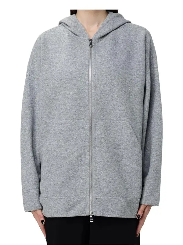 Max Mara Oversized Wool And Cashmere Zip-up Hoodie - Gray