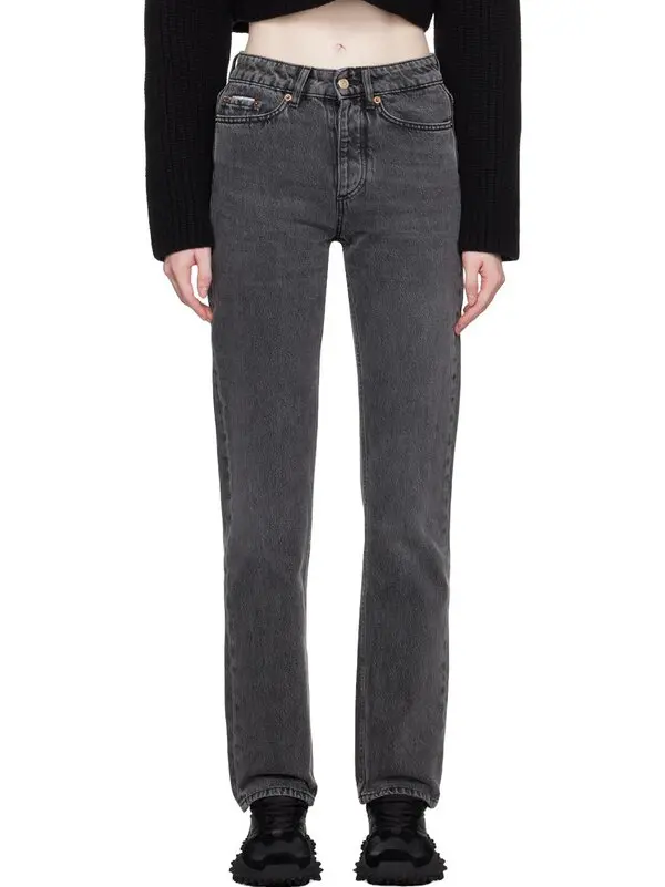 Eytys Grey Washed Straight-leg Jeans - Black